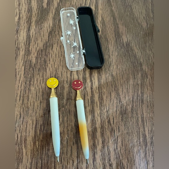 Office | Vintage Pens With Smile Face Topper Set With Case | Poshmark